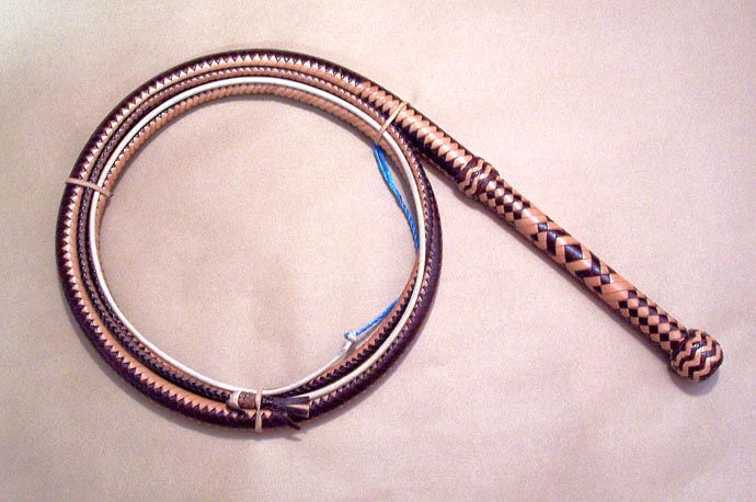 Bullwhip, 8 Foot Two-tone kangaroo handmade by Joseph Strain Bullwhip, 8 Foot Two-tone kangaroo handmade by Joseph Strain